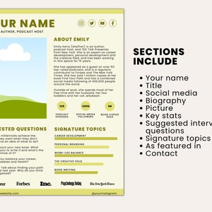 Podcast Guest One Sheet Template, Podcast Guest Template, Speaker Sheet ...