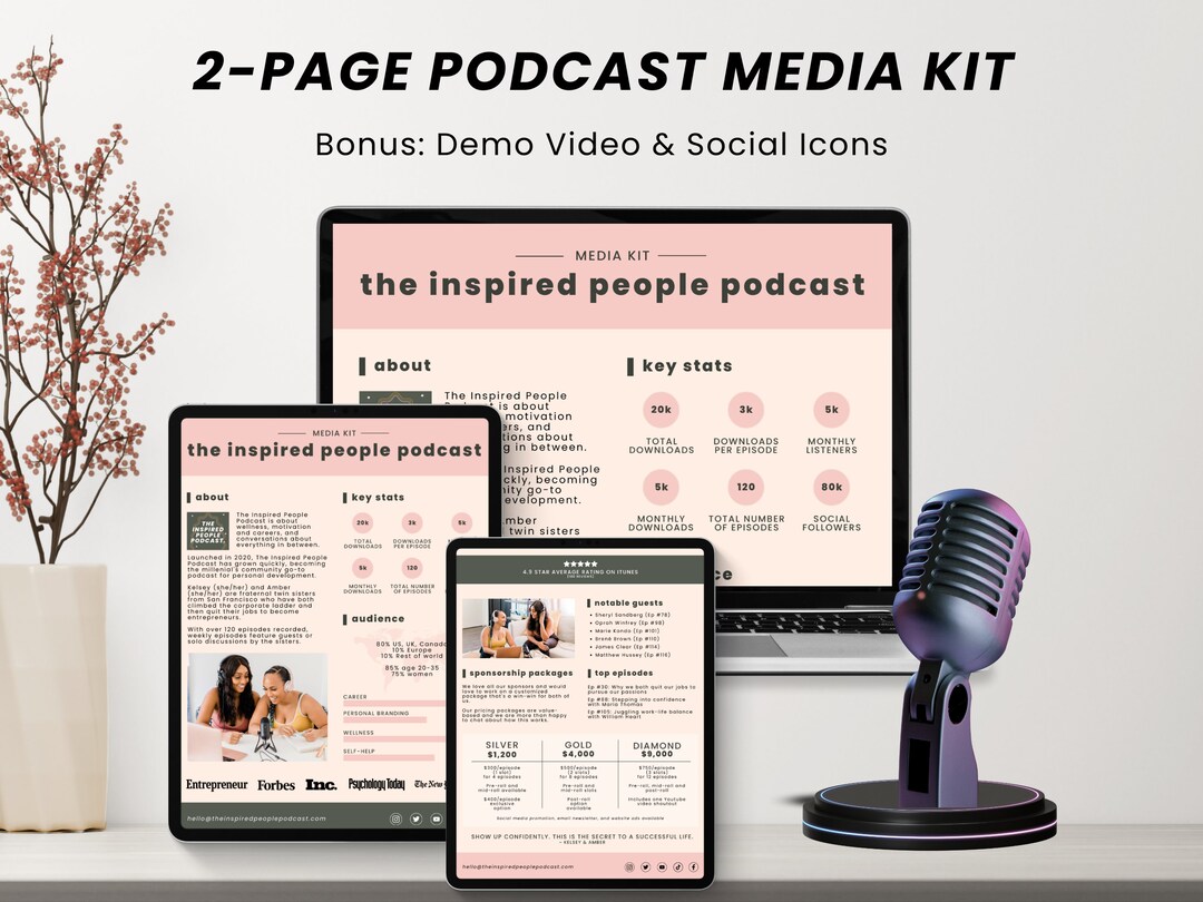 2 Page Podcast Media Kit Canva Template, Podcast Press Kit, Podcast ...