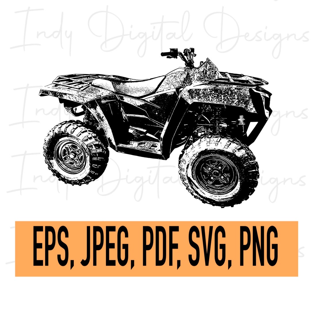Quad ATV 4 Wheeler Sketch Illustration in Black - Etsy