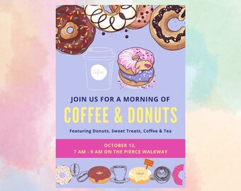 Editable Coffee and Donuts Event Invitation Flyer Template, Instant ...