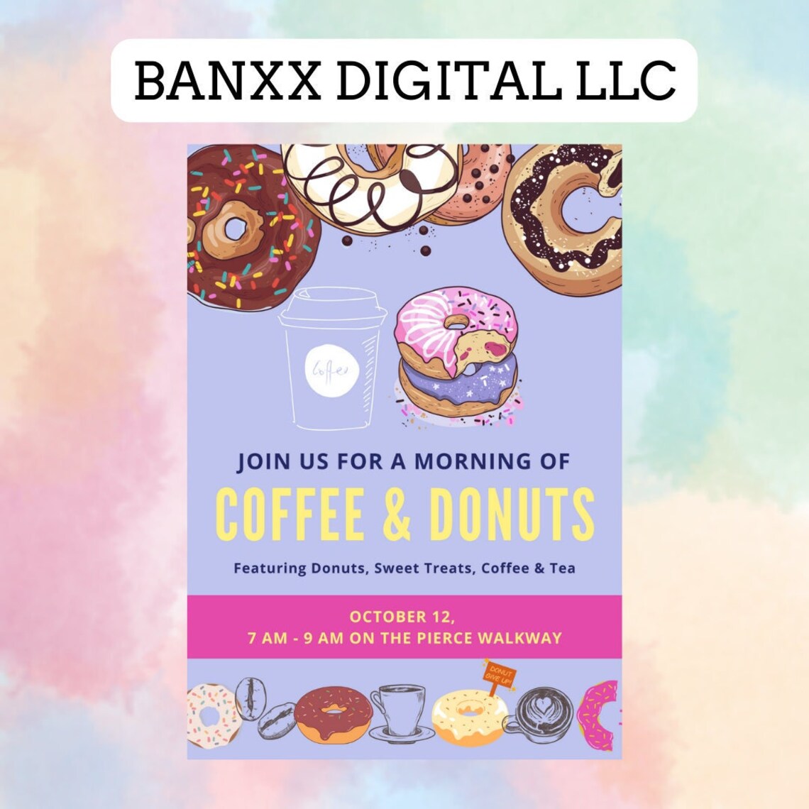 Coffee and Donuts Event Poster - Digital Download & Template - Etsy