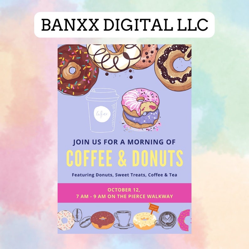 Coffee and Donuts Event Poster - Digital Download & Template - Etsy