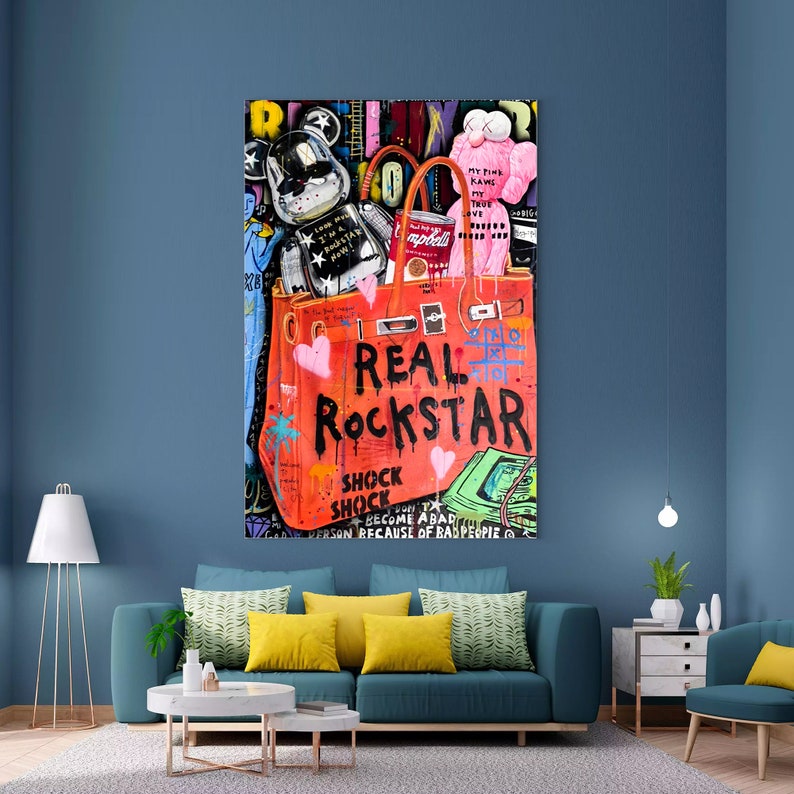 Real Rockstar Birkin Painting | Banksy Style Wall Art | Original ...