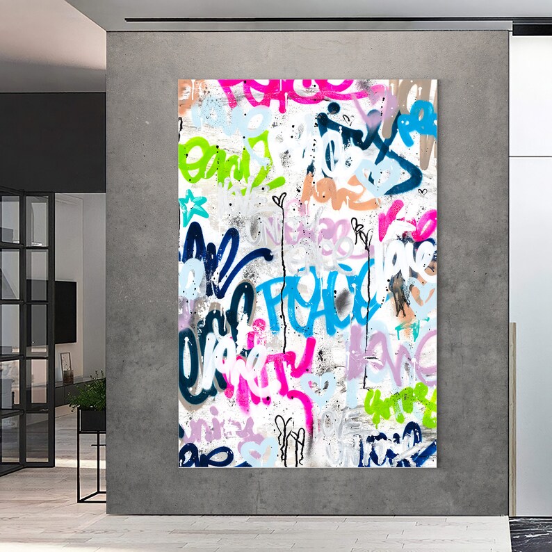 Strive for Peace Painting | Banksy Style Wall Art | Original Painting ...