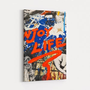 Enjoy Life Painting | Banksy Style Wall Art | Original Painting | 100% ...