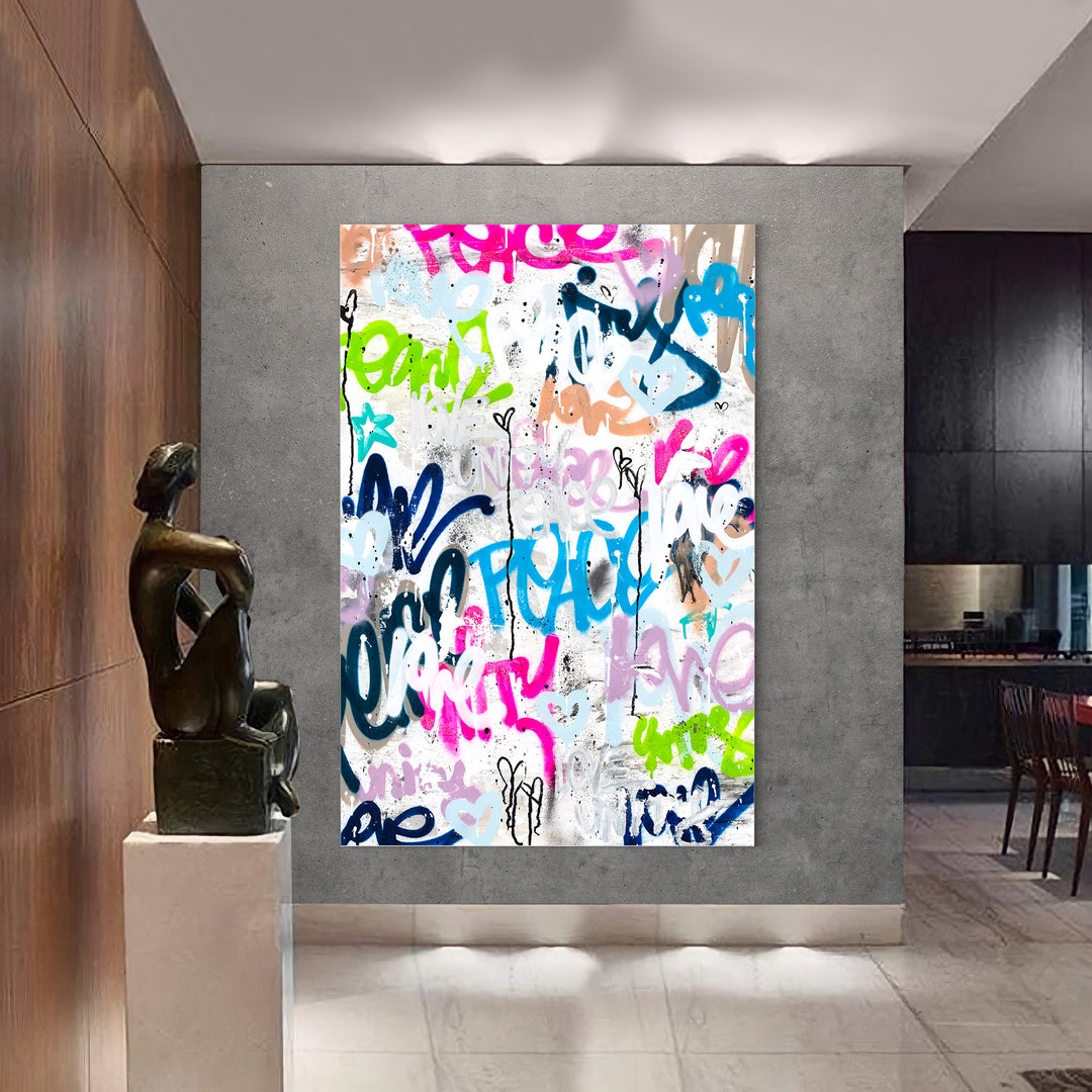 Strive for Peace Painting | Banksy Style Wall Art | Original Painting ...