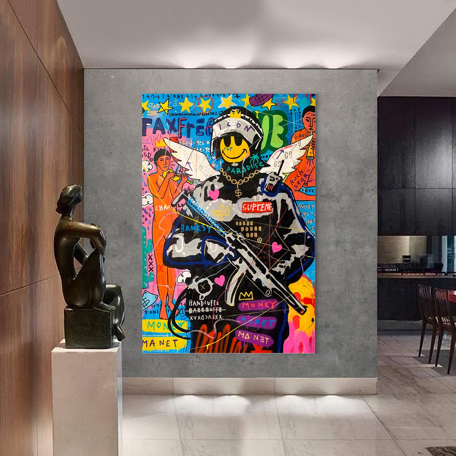 Happy Cops Painting Banksy Style Wall Art Original Painting 100% Hand ...