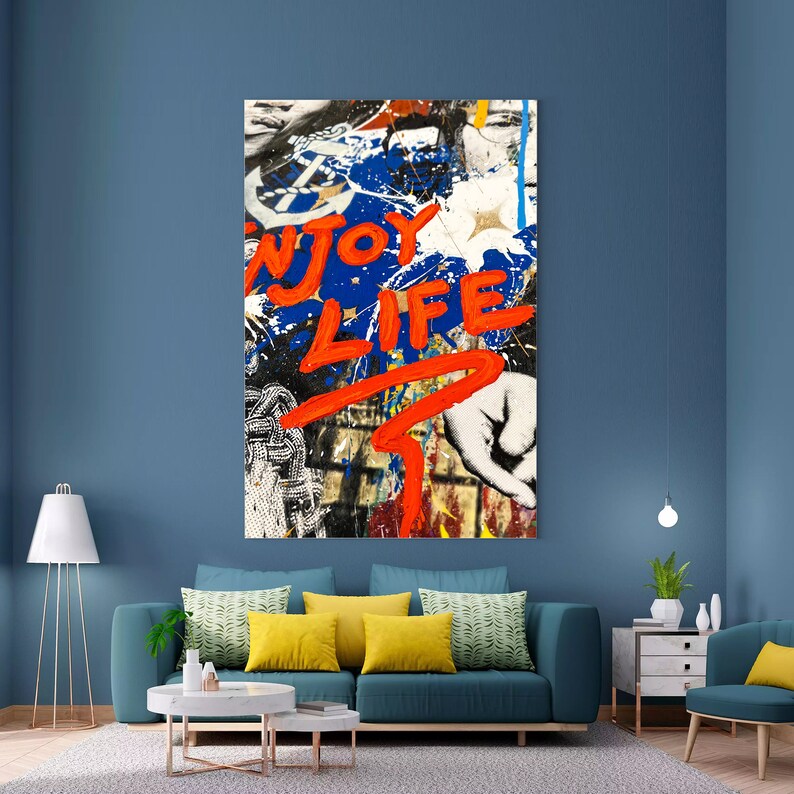 Enjoy Life Painting | Banksy Style Wall Art | Original Painting | 100% ...