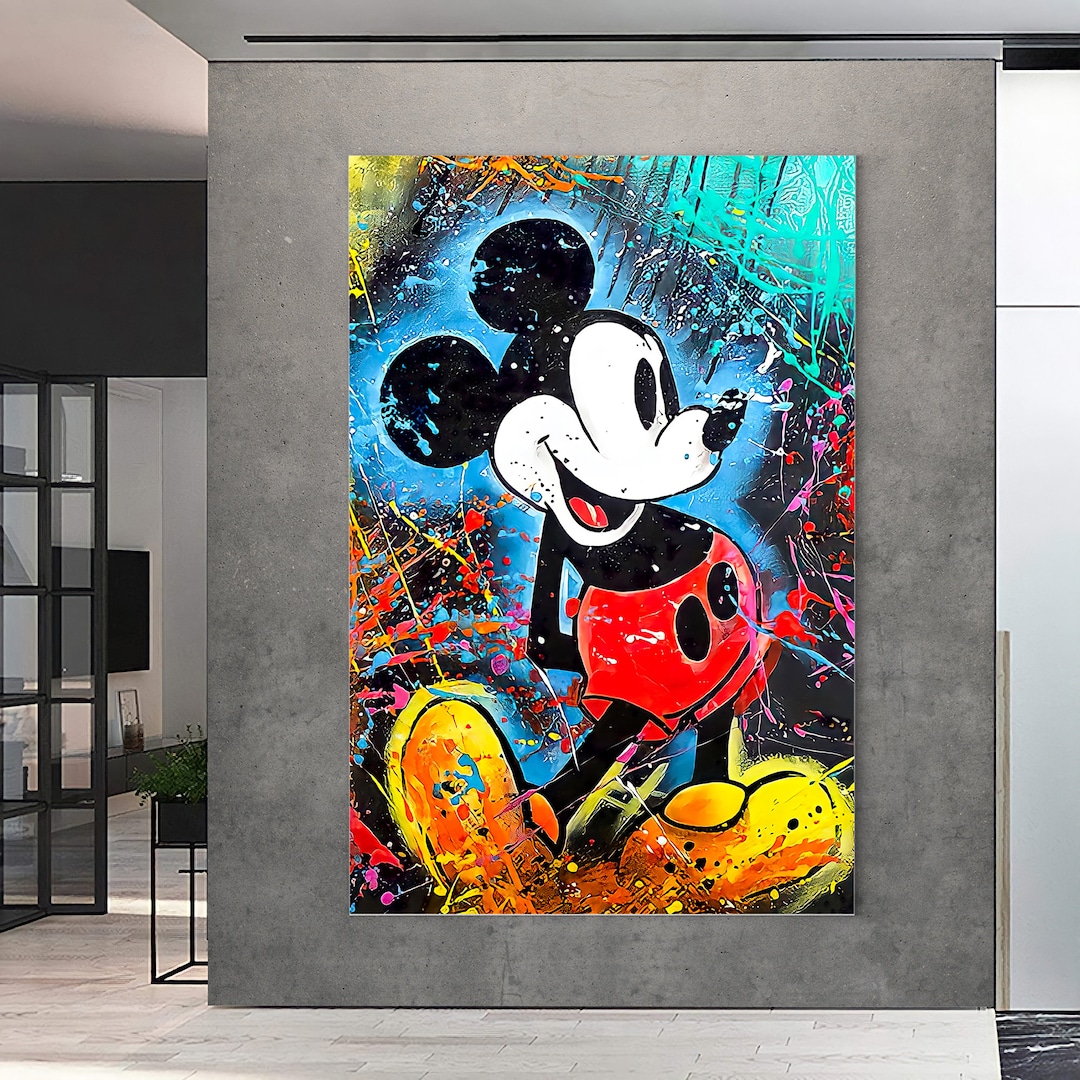 Mickey Mouse Painting | Banksy Style Wall Art | Original Painting | 100 ...