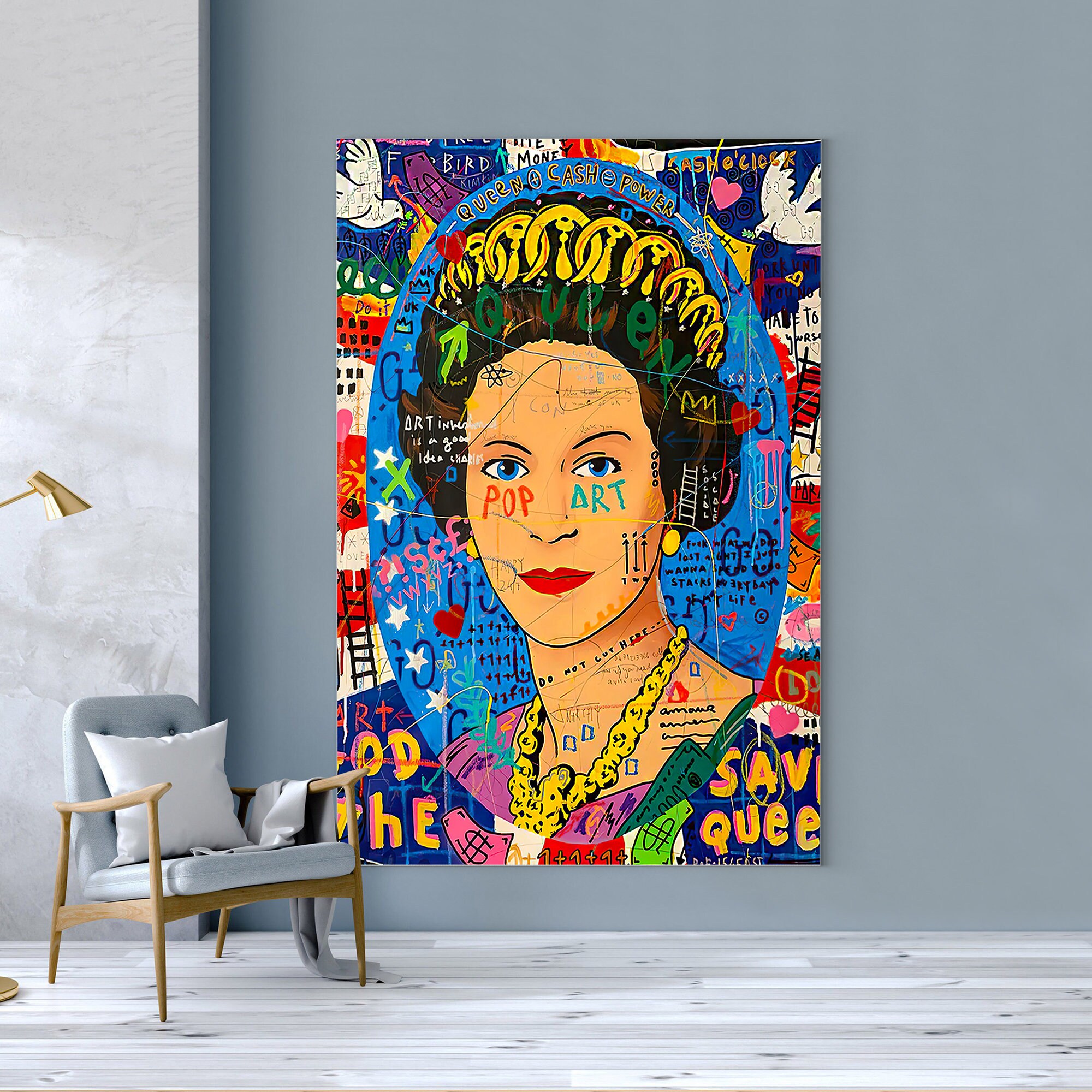 Queen Elizabeth Oil Painting | Banksy Style Wall Art | Original ...
