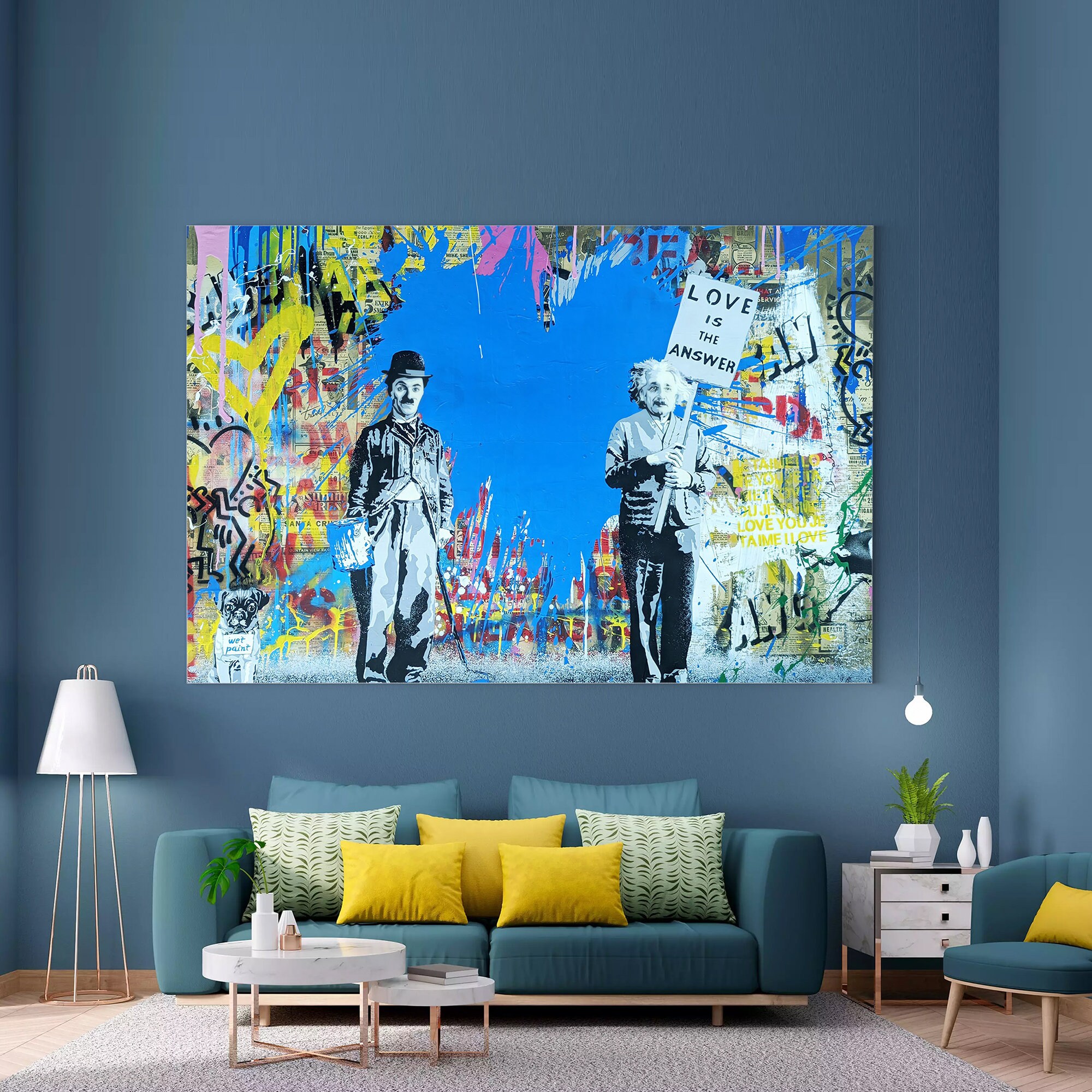 Juxtapose Painting | Banksy Style Wall Art | Original Painting | 100% ...