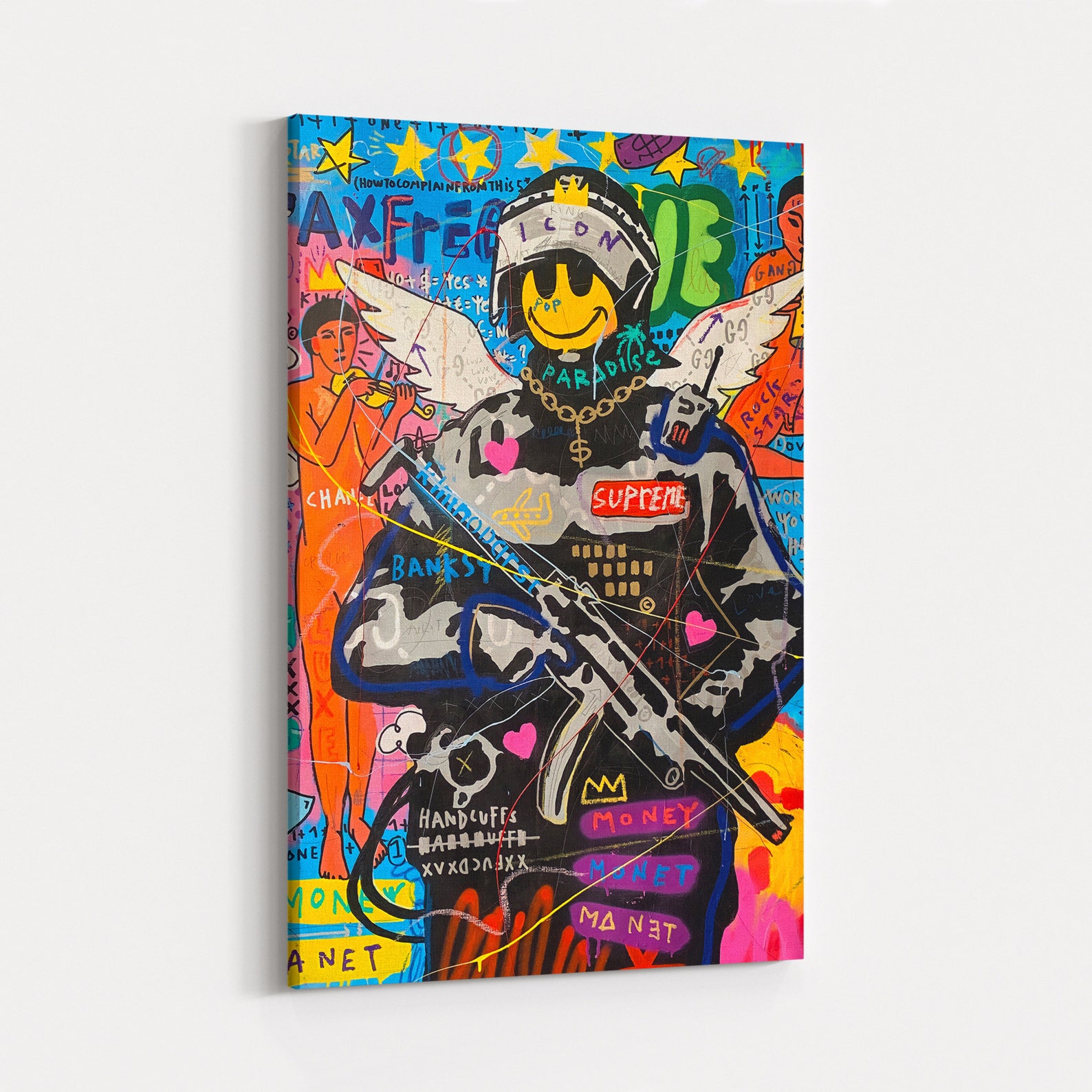 Happy Cops Painting Banksy Style Wall Art Original Painting 100% Hand ...