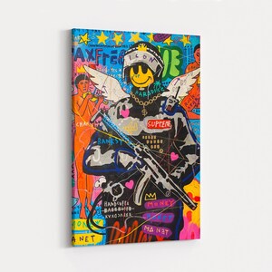 Happy Cops Painting | Banksy Style Wall Art | Original Painting | 100% ...