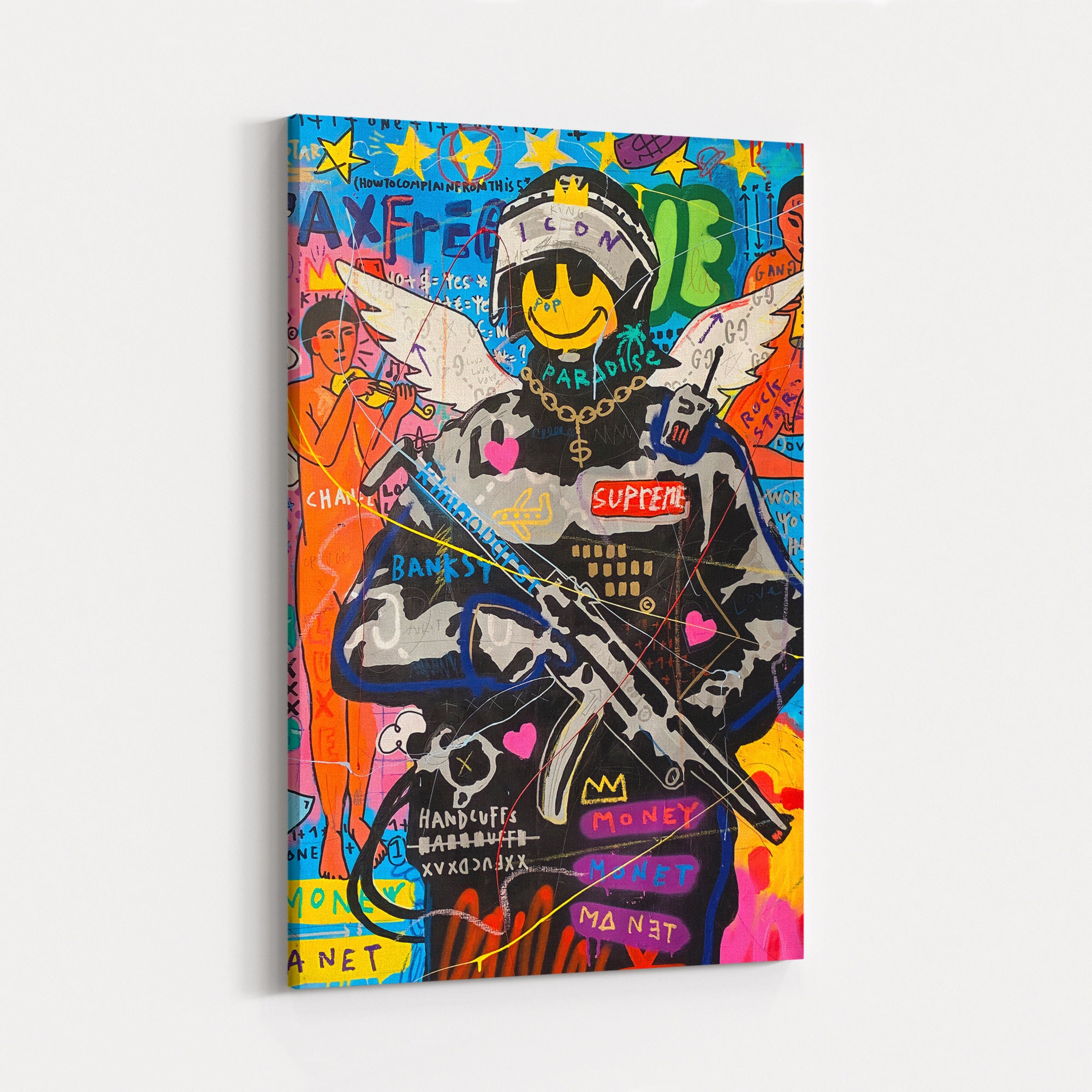 Happy Cops Painting Banksy Style Wall Art Original Painting 100% Hand ...