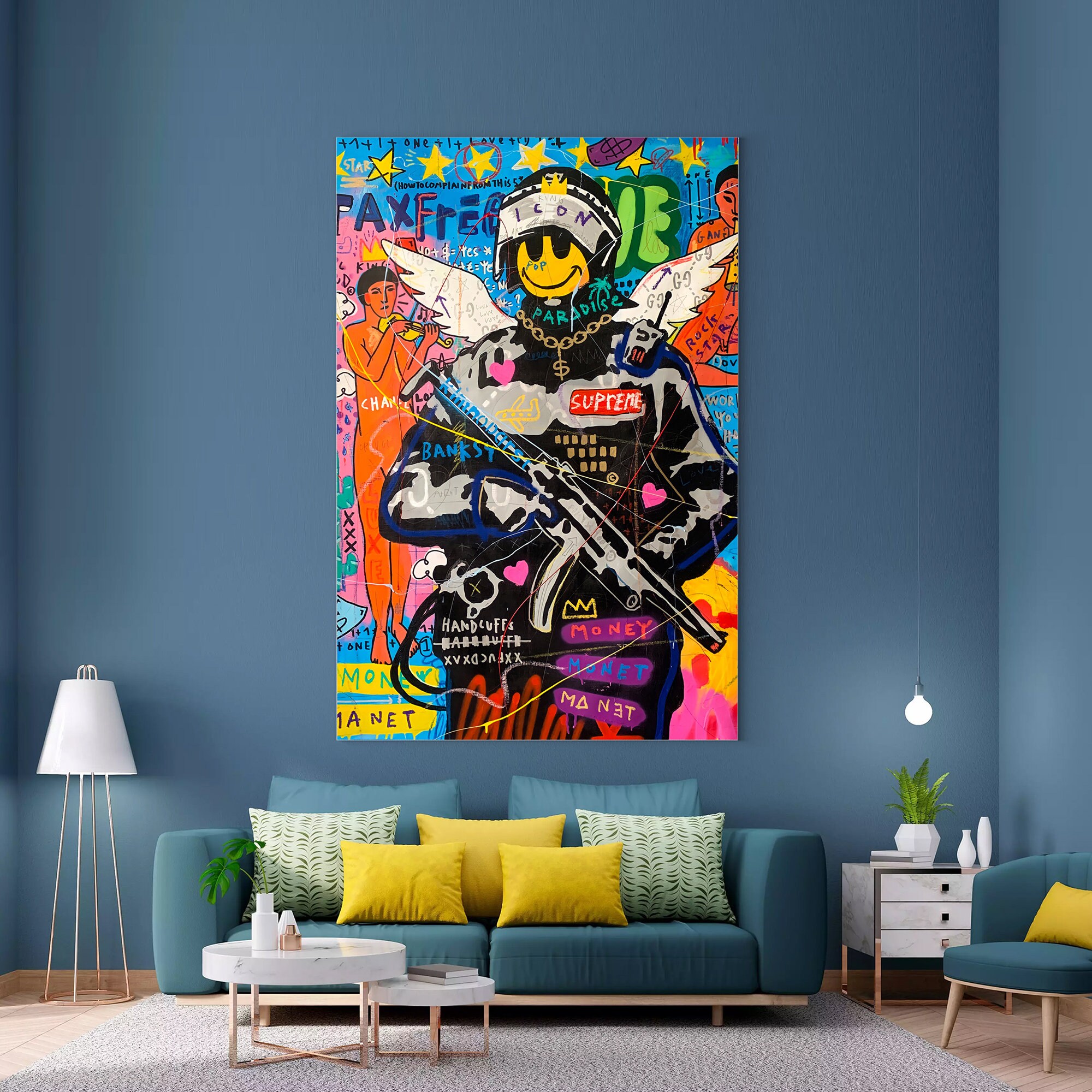 Happy Cops Painting Banksy Style Wall Art Original Painting 100% Hand ...
