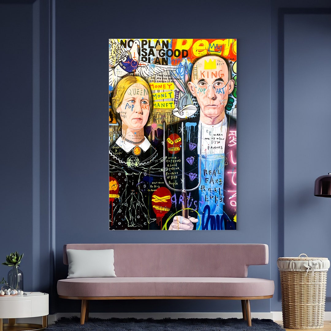 American Gothic Pop Art Painting | Banksy Style Wall Art | Original ...