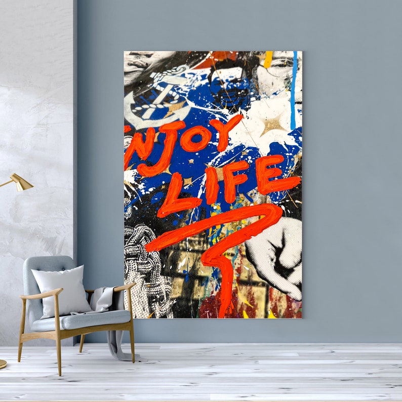 Enjoy Life Painting | Banksy Style Wall Art | Original Painting | 100% ...