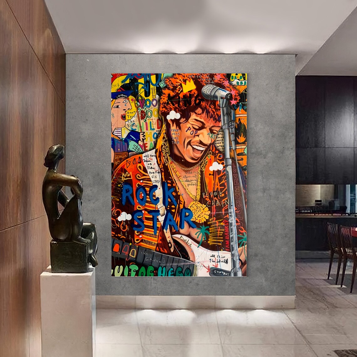 Jimi Hendrix Painting Banksy Style Wall Art Original - Etsy