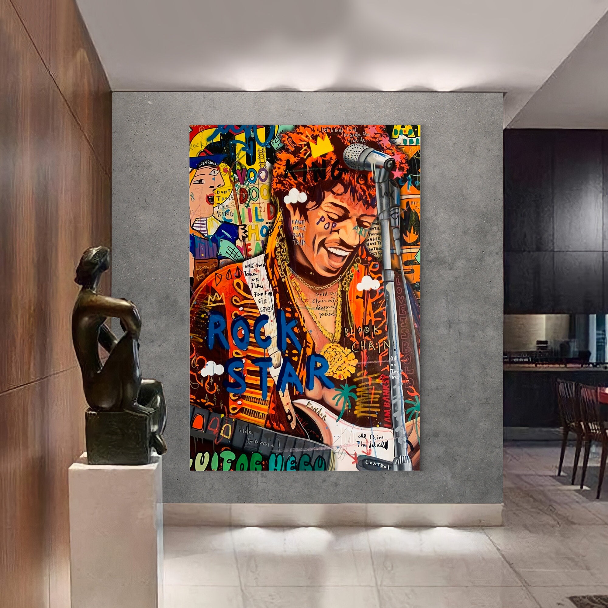 Jimi Hendrix Painting Banksy Style Wall Art Original - Etsy