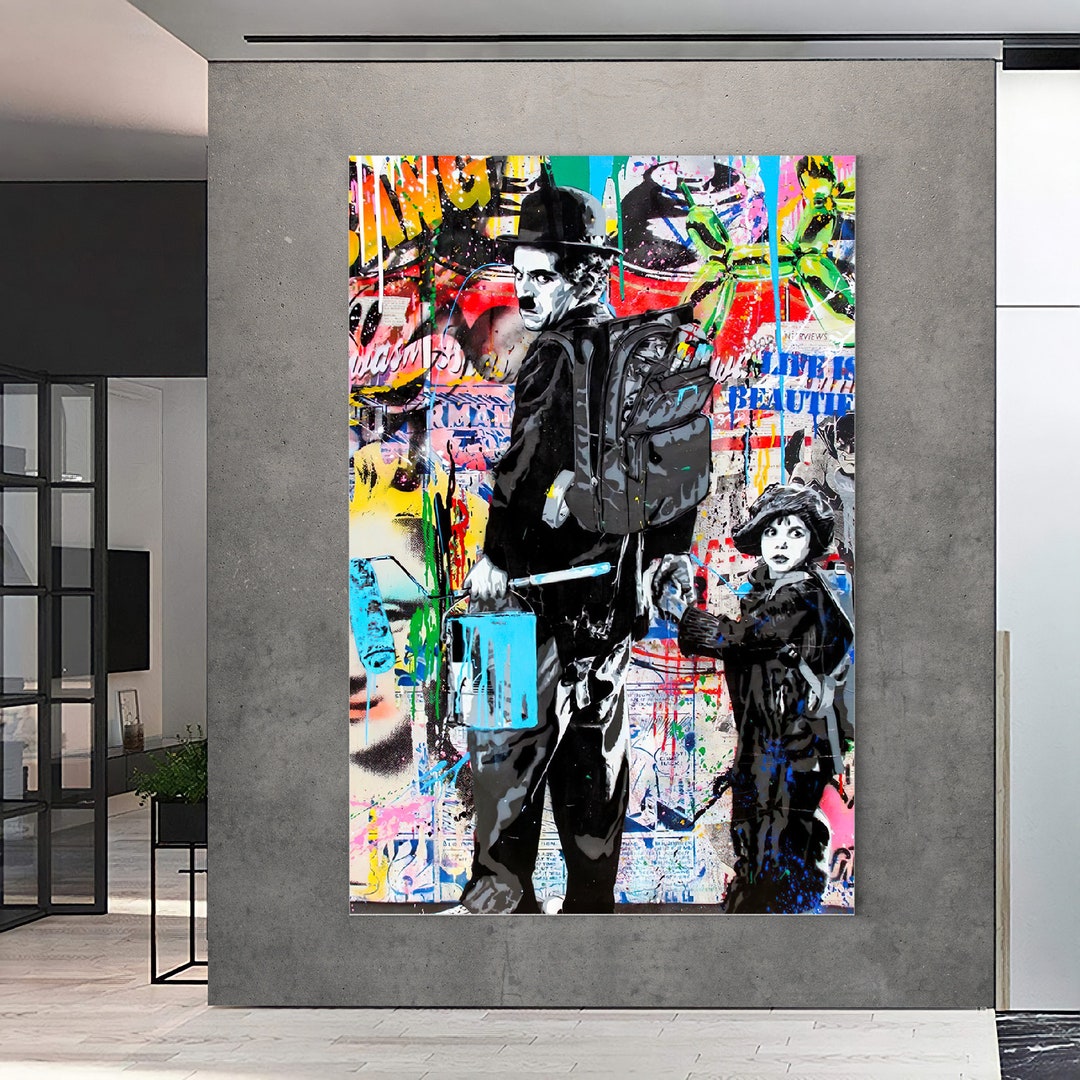Charlie Chaplin Painting | Banksy Style Wall Art | Original Painting ...