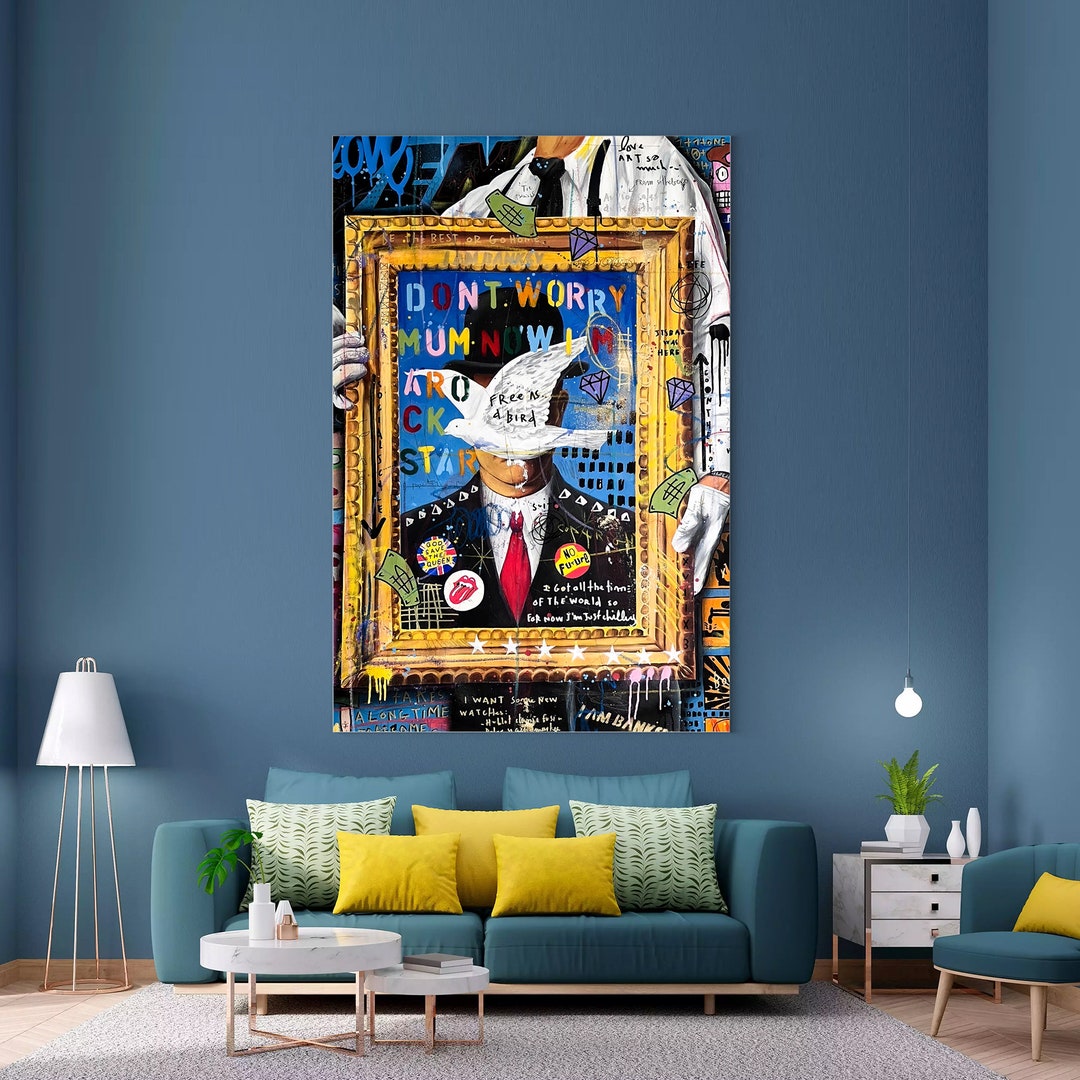 Midday Robbery Painting | Banksy Style Wall Art | Original Painting ...