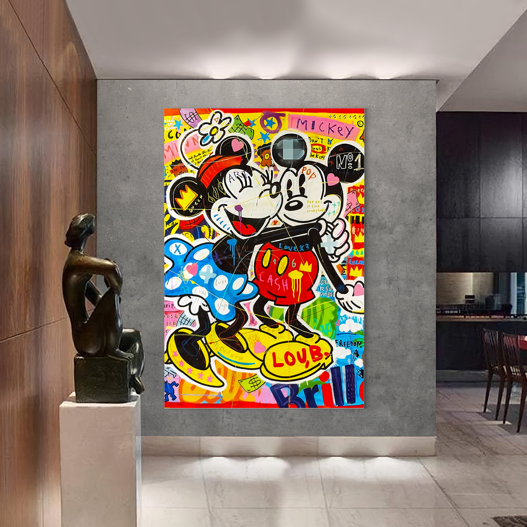 Mickey Mouse Oil Painting Banksy Style Wall Art Original Painting 100% ...