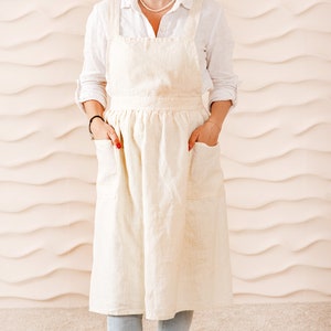Linen Pinafore Apron Dress With Pockets. Pinafore Linen Apron for Women ...
