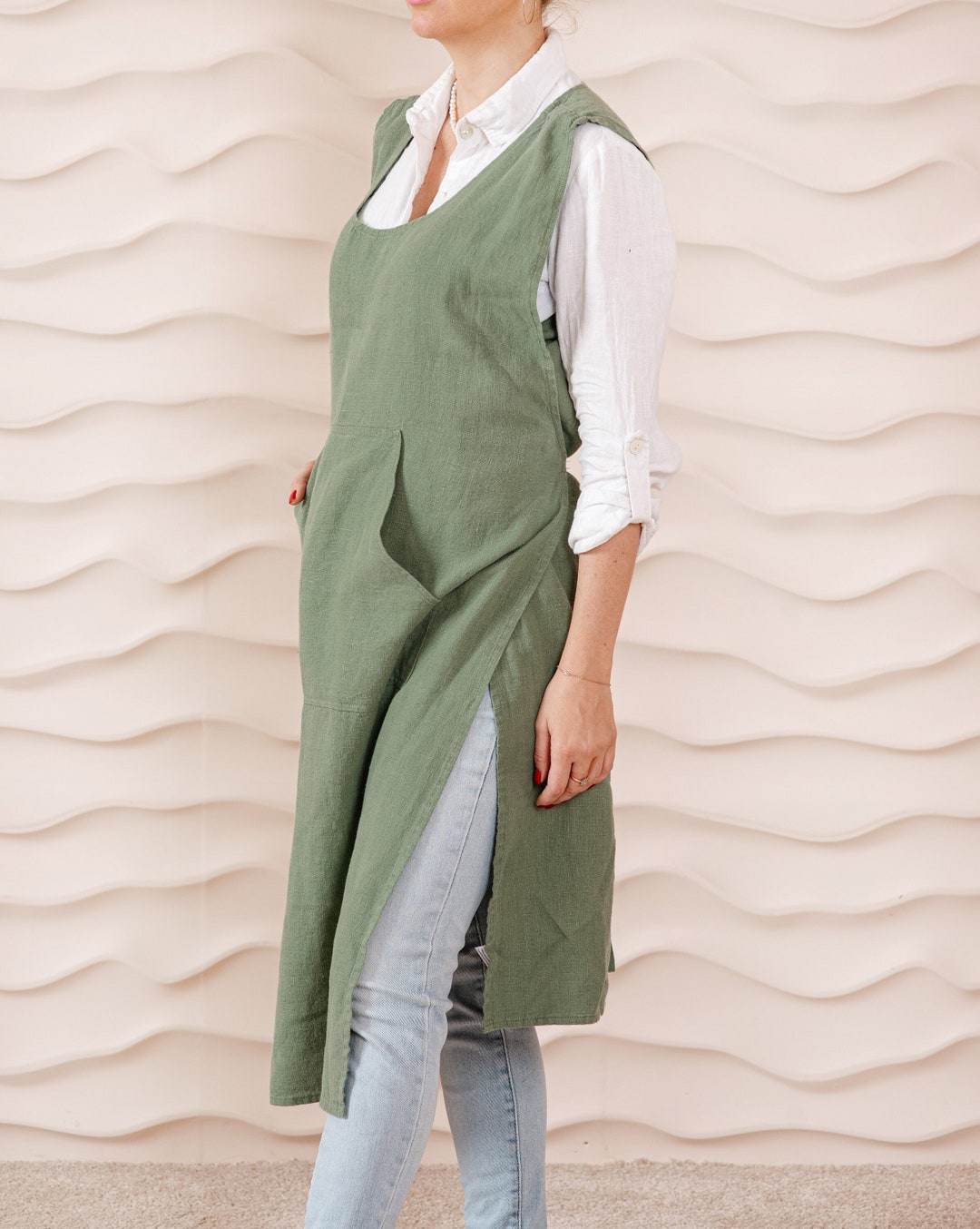 Linen Cobbler Apron for Women and for Men. Linen Full Apron With ...