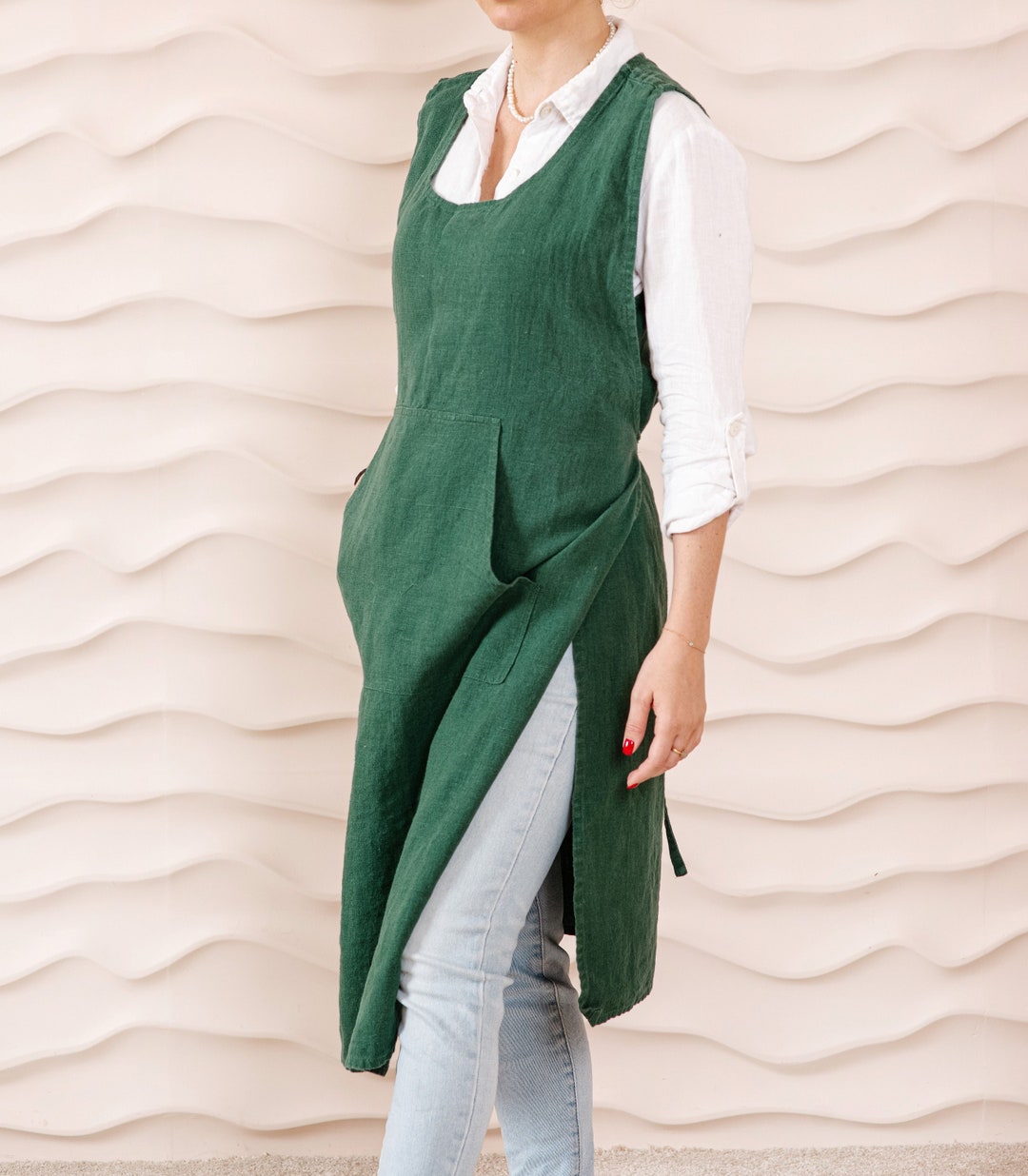 Linen Cobbler Apron With Pockets. Linen Full Apron for Women and for ...