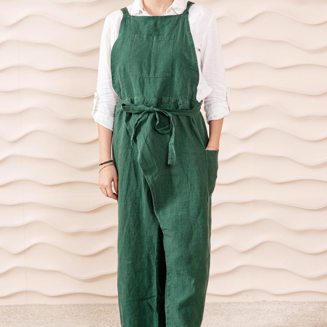 Linen Pottery Apron for Women and Men. Linen Split Leg Apron With ...
