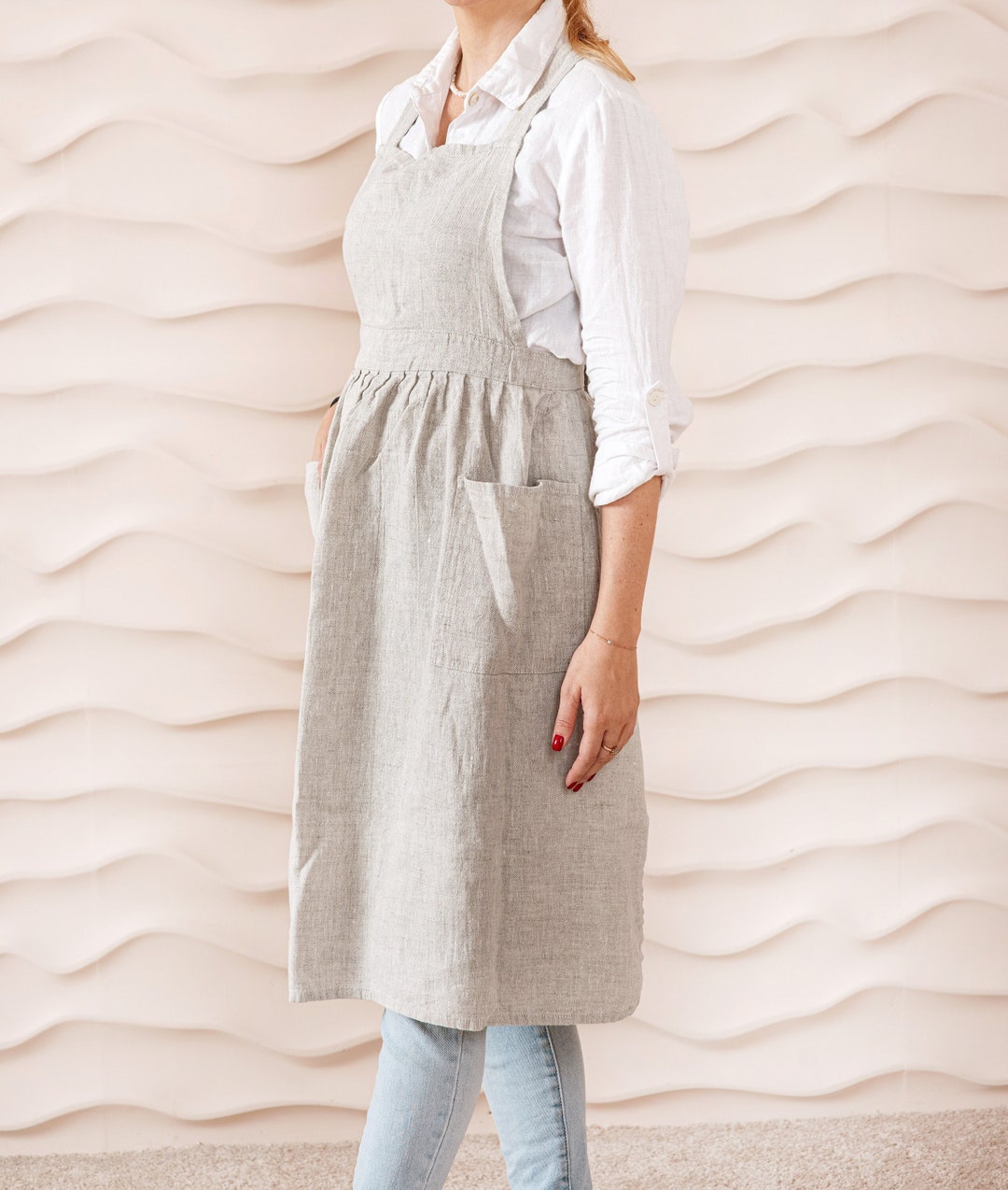 Linen Pinafore Apron Dress for Women. Pinafore Linen Apron With Pockets ...