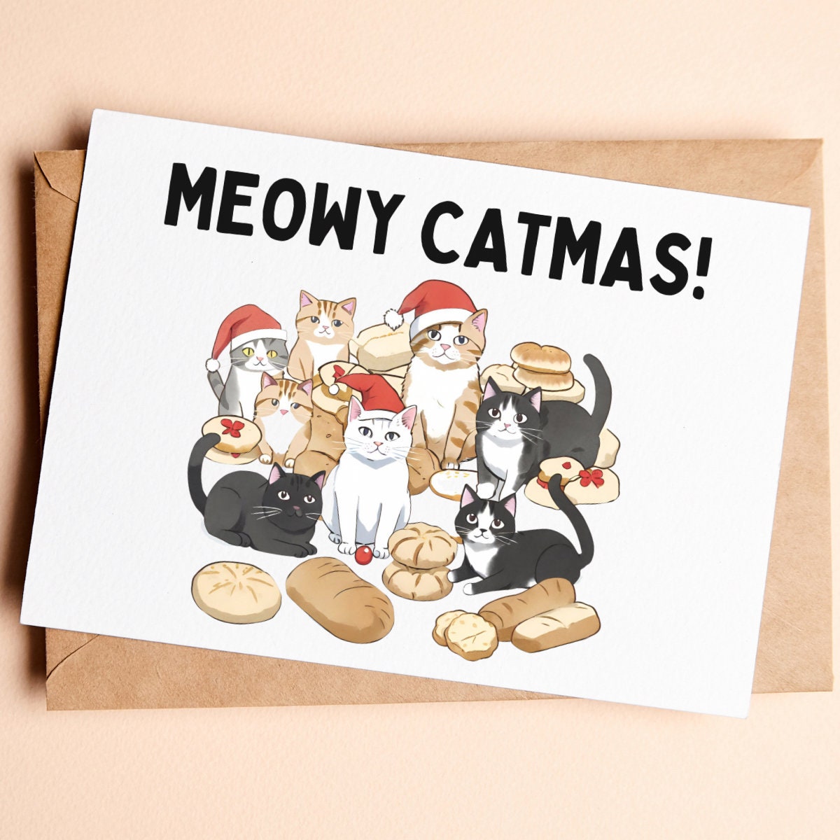 Meowy Catmas Christmas Card Cat Christmas Card Funny Holiday - Etsy