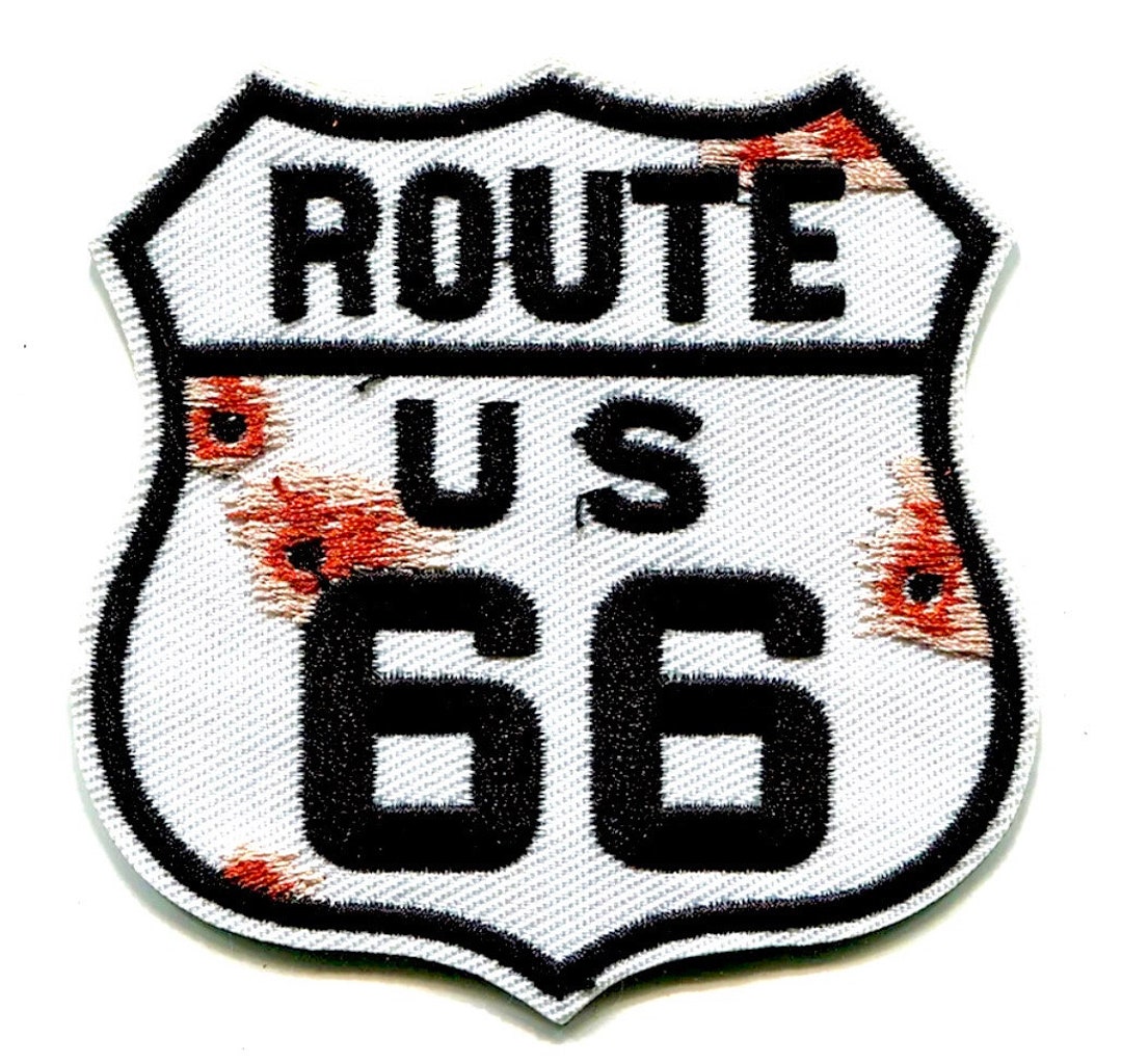 ROUTE 66 Patch Iron on Patch Ready Bullet Holes Travel Camping ...