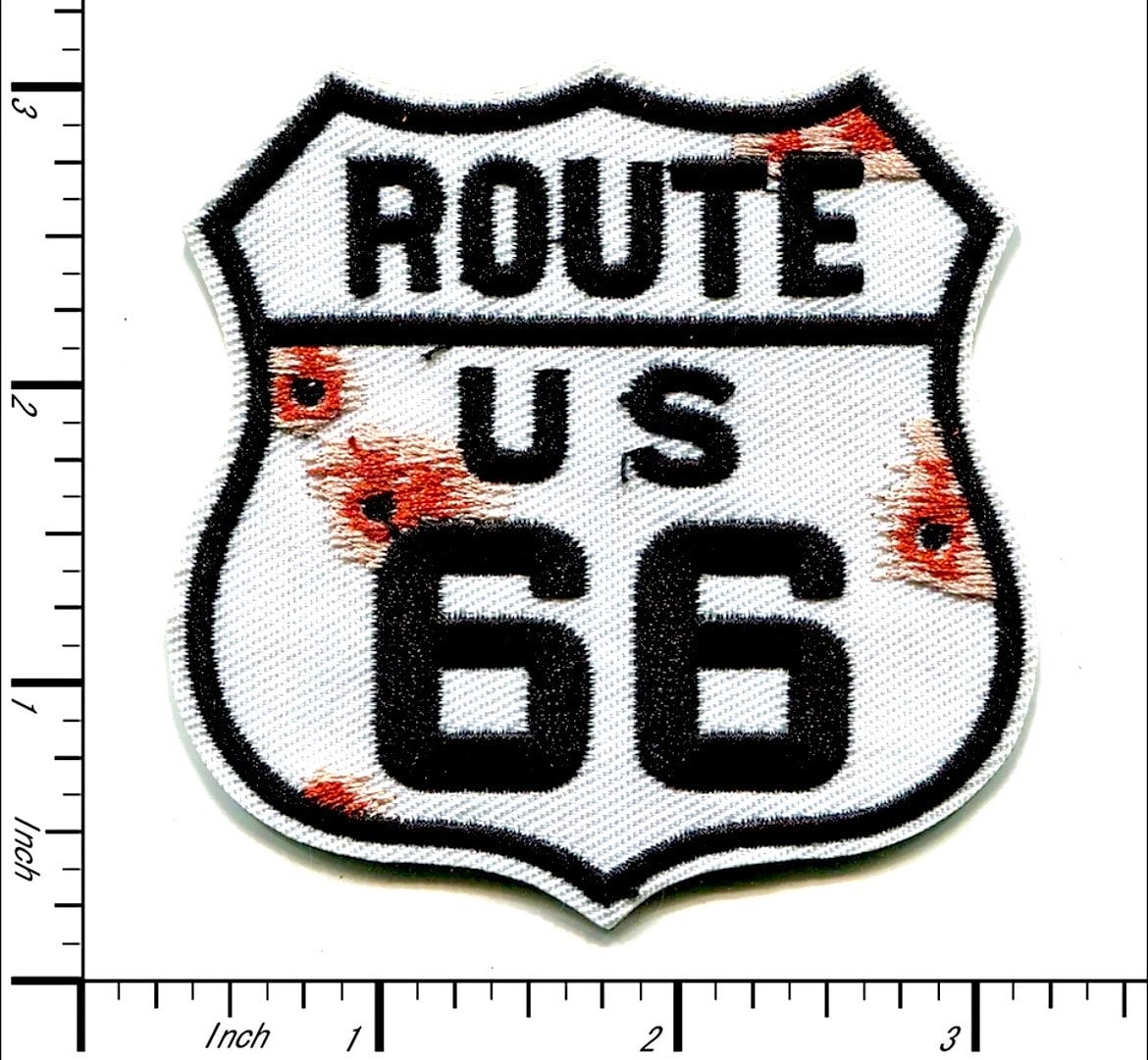 ROUTE 66 Patch Iron on Patch Ready Bullet Holes Travel Camping ...