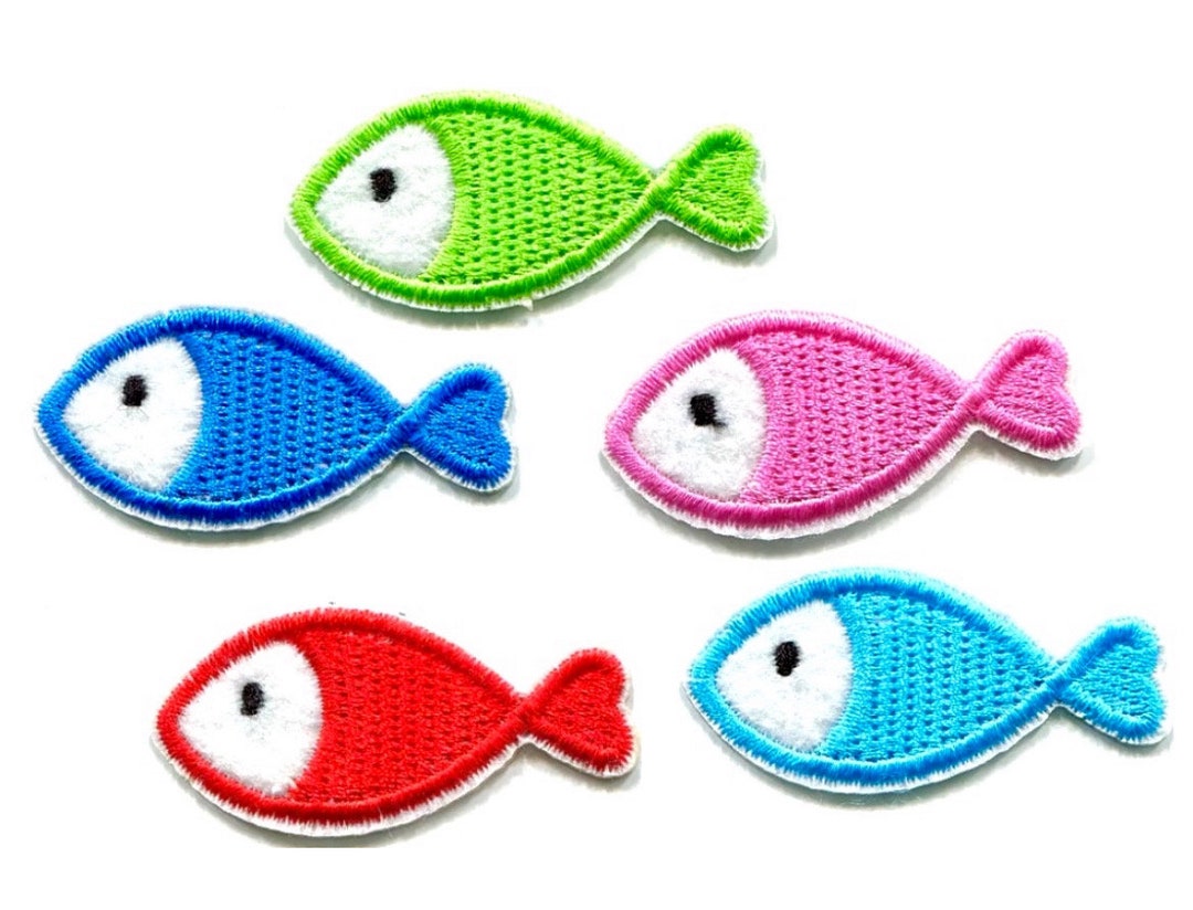 FISH Patches Iron on Ready LOT OF (5) Logo Embroidered Brand New High ...