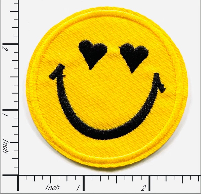 Smiley Face Patches Smile Face Heart Eyes Have A Nice Day Iron on Ready Patch Logo Embroidered ...