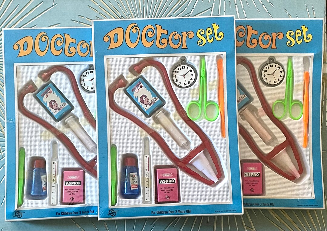 Vintage Retro Early 1970s Doctor Nurse Plastic Pretend Play Toy Set NIB ...