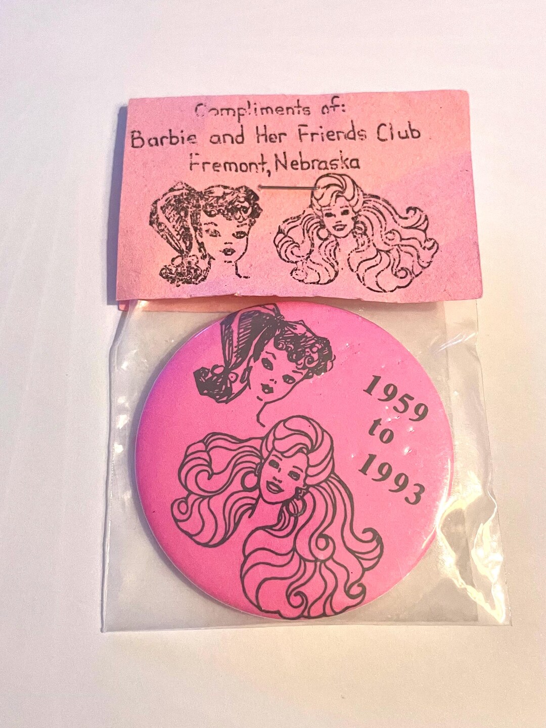 Vintage 1990s Barbie Convention Doll Club Keepsake “1959 to 1993” Pink ...