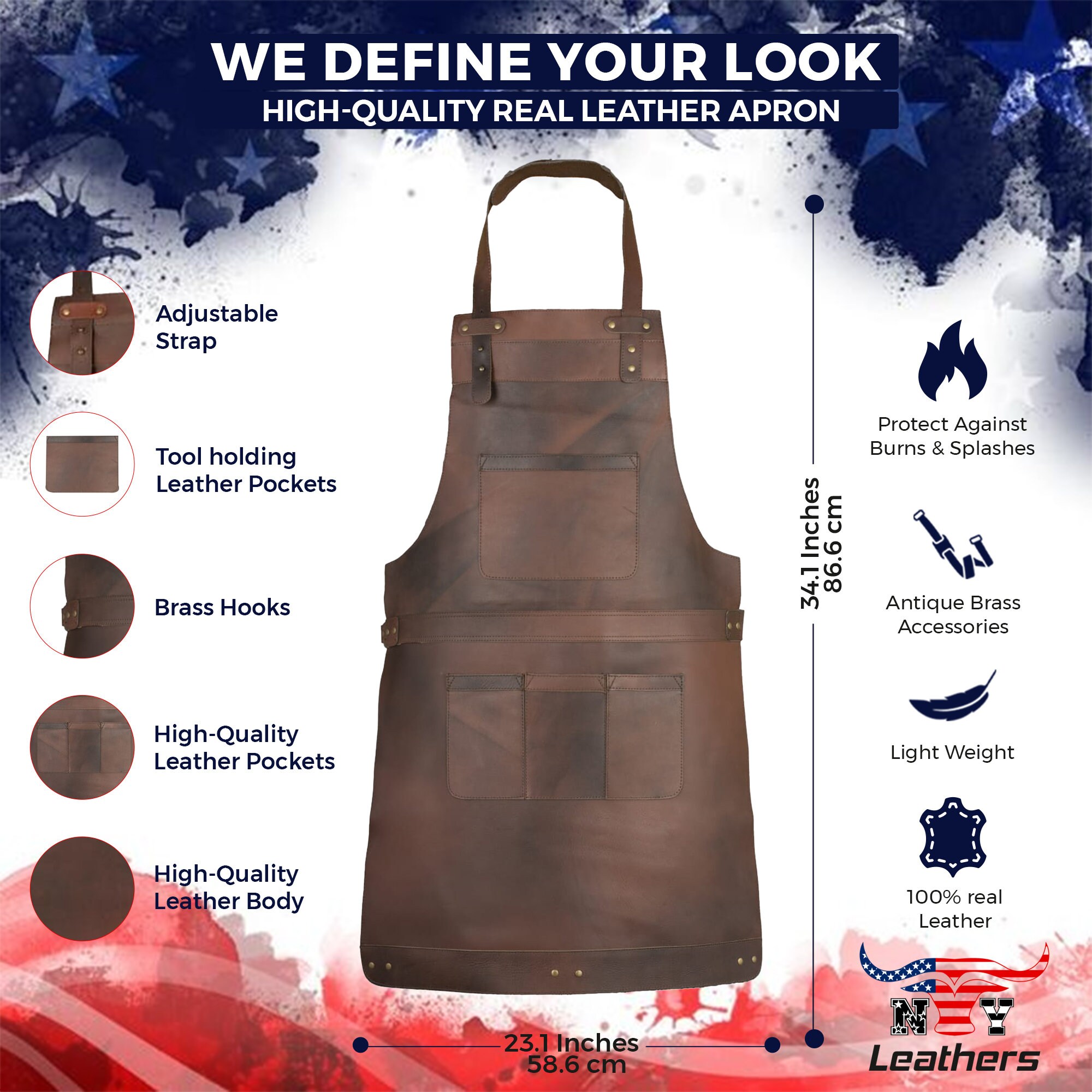 Dark Brown Full Grain Leather Apron: Butcher, Cook, BBQ - Etsy