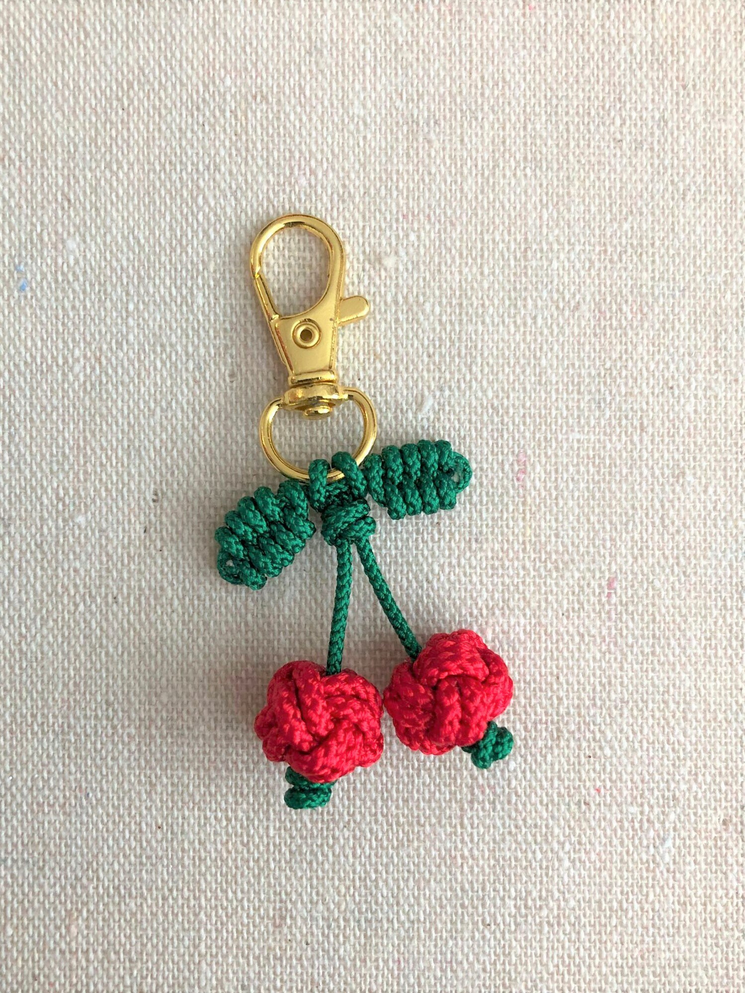Knotted Cherry Key Chain - Etsy