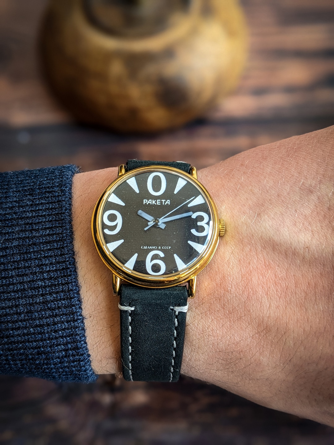 New Raketa Black ZERO Watch. 2609 НA. Custom Black Zero Dial. Anodized ...