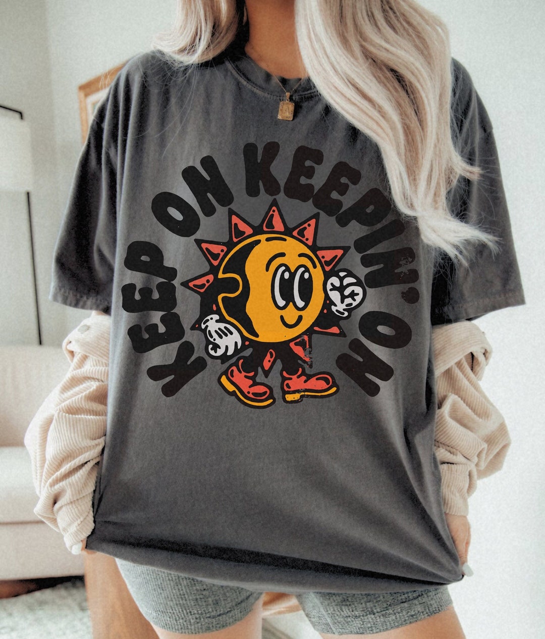 Keep on Keepin on Tee UNISEX Comfort Colors® Retro Positivity Tshirt ...