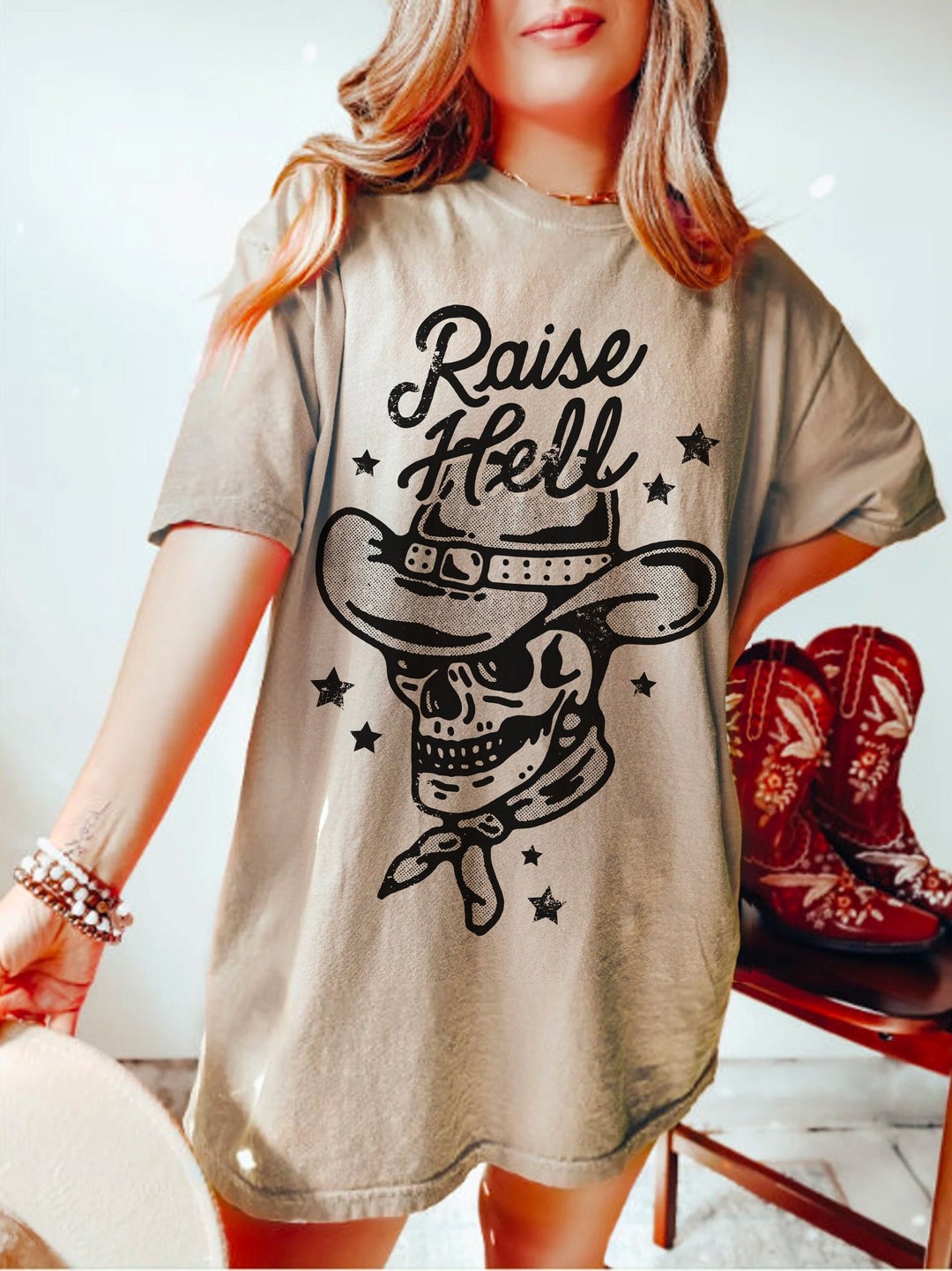 Raise Hell Shirt Comfort Colors® Vintage Skeleton Cowboy Western ...
