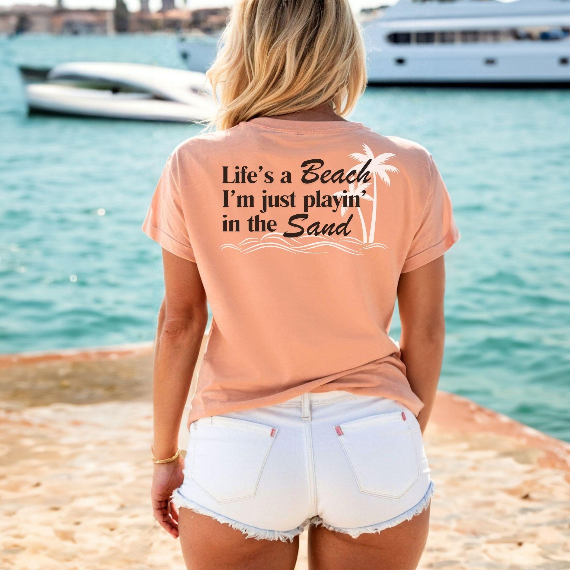 Beach Life Unisex Jersey T-shirt, Women's Graphic Tee, Ocean Vibes Unisex Shirt, Summer Beach ...