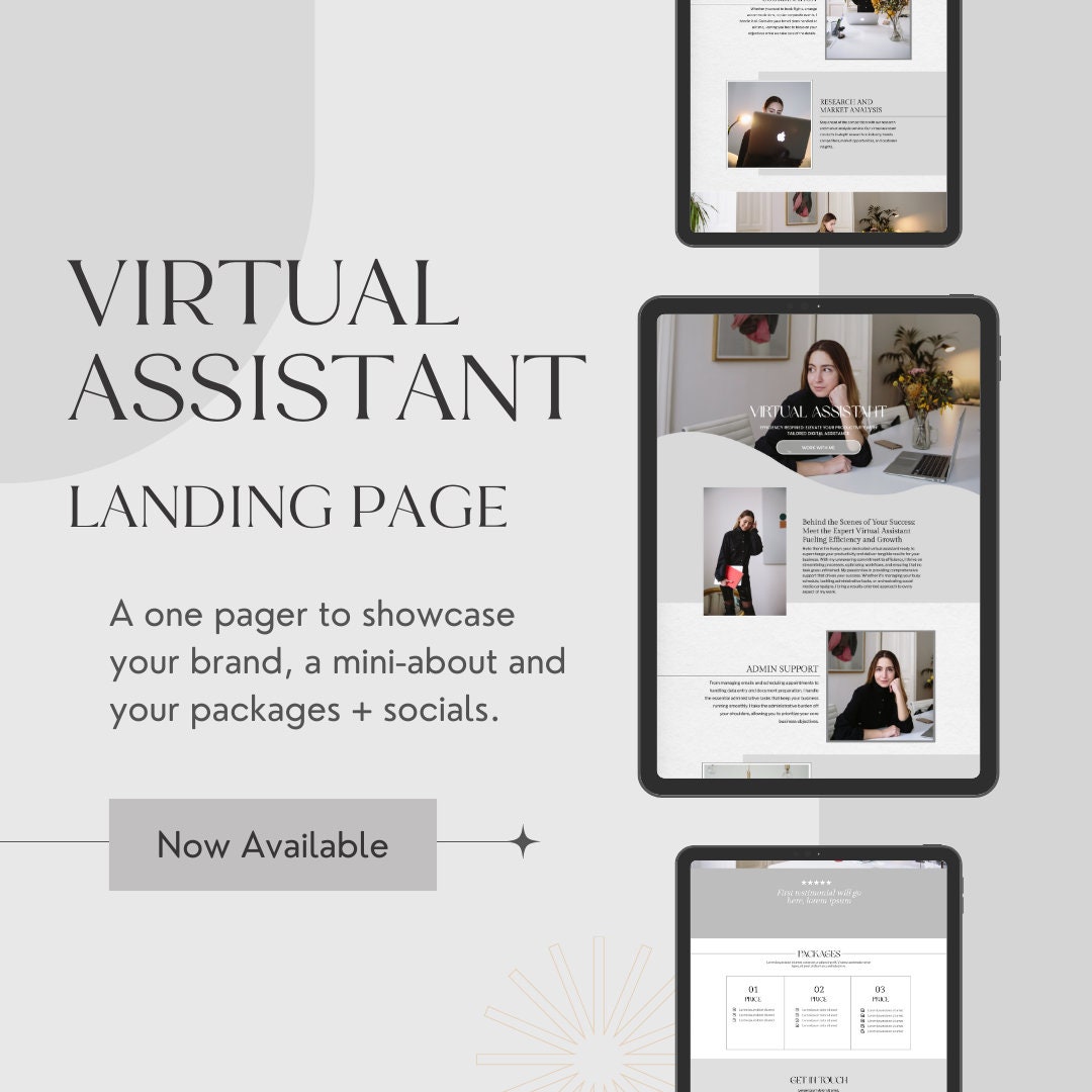 Virtual Assistant Website Template Landing Page - Etsy