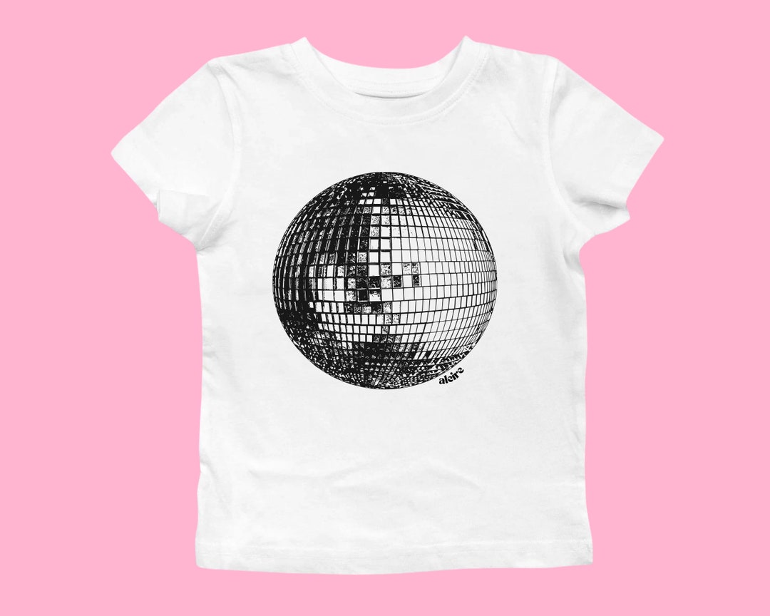 Disco Ball Retro Trendy Baby Tee, Red Coquette Screen Graphic Tshirt ...