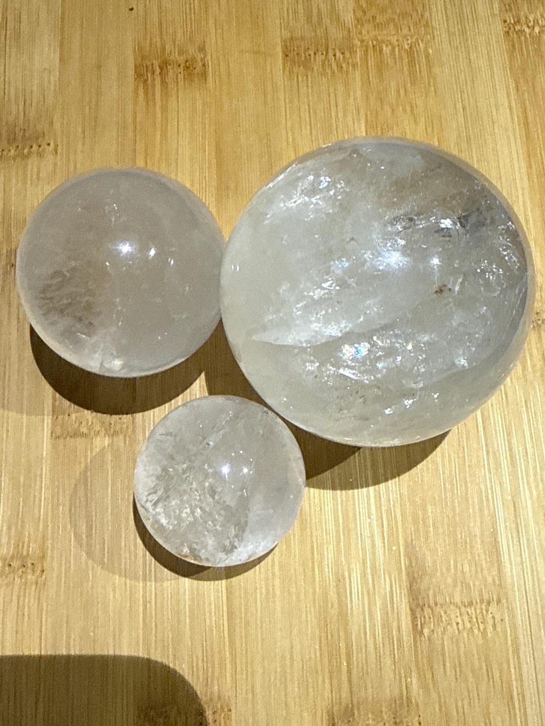 Set of 3 Clear Quartz Spheres. You Get All 3 in the Pictures. - Etsy