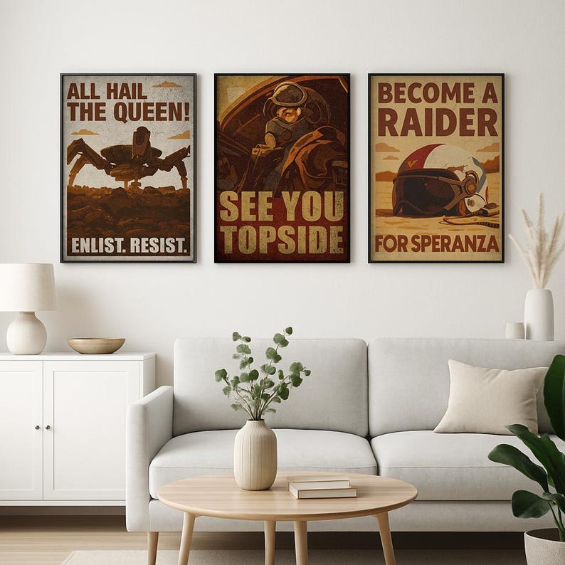 Retro Sci-fi Poster Set | Arc Raiders Game, Gamer Room Art (digital ...