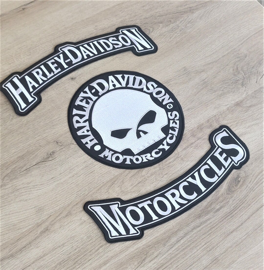PACK Patch HARLEY Davidson Motorcycles XXL 31.5cm /12.4 Inch Skull 21cm ...