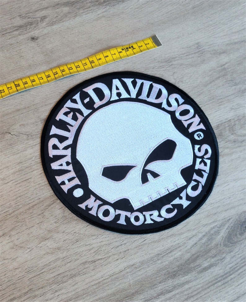 XXL Patch Skull HARLEY DAVIDSON Crest 21cm Diameter Iron-on Moto ...